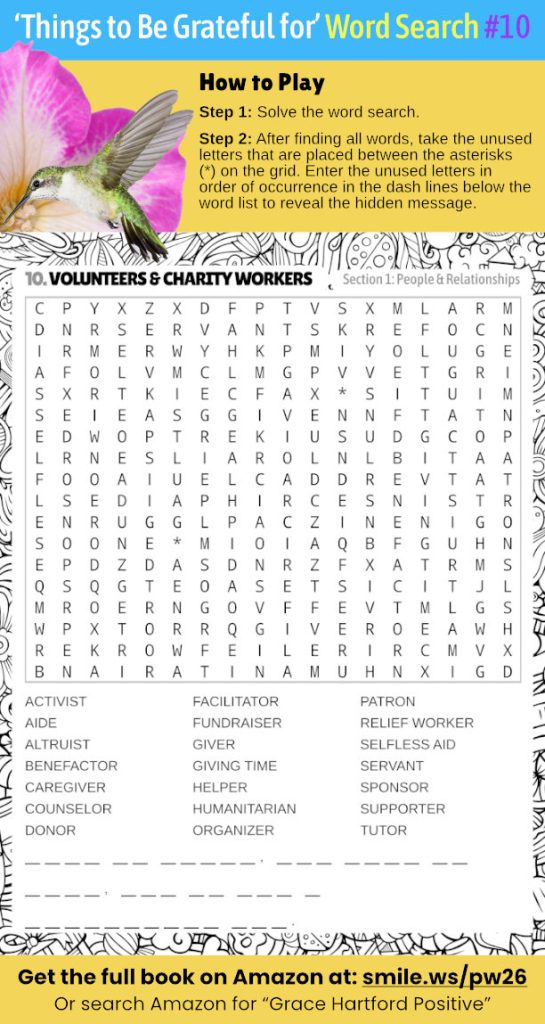 Volunteers & Charity Word Search: Give Back in Thanks – Smile Press